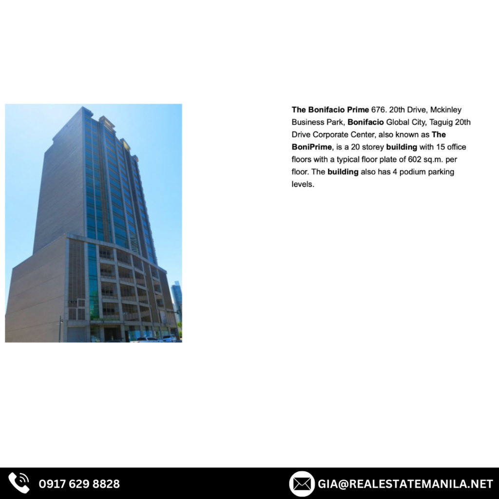 The Boni Prime – Office units for lease in BGC – Remax Unlimited