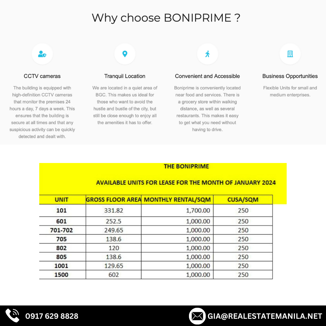 The Boni Prime – Office units for lease in BGC – Remax Unlimited